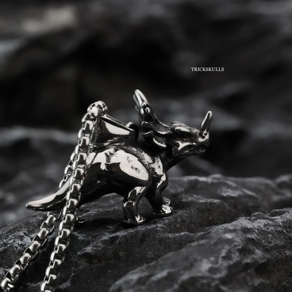 TRICKSKULLS | Jewelry | Triceratops Dinosaur 36 Stainless Steel Retro ...